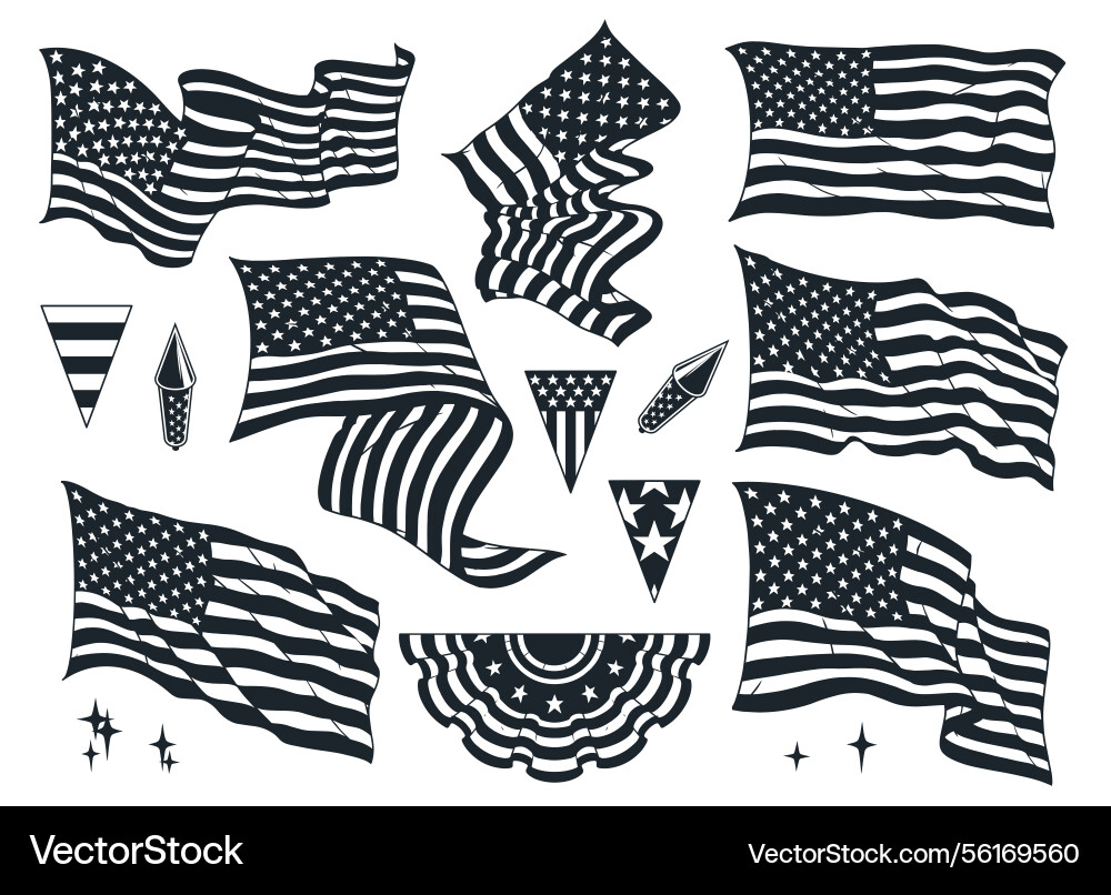 Variiert uns Flag Designs für Dekor Lizenzfreier Vektor