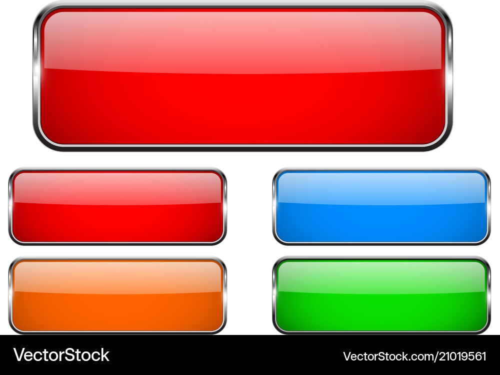 3D Glass Buttons with Metal Frames Royalty Free Vector Image