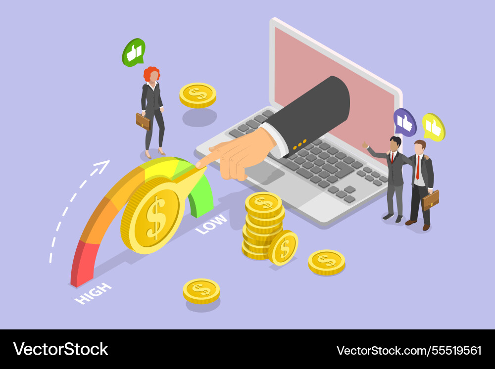3d isometric flat of cost Royalty Free Vector Image