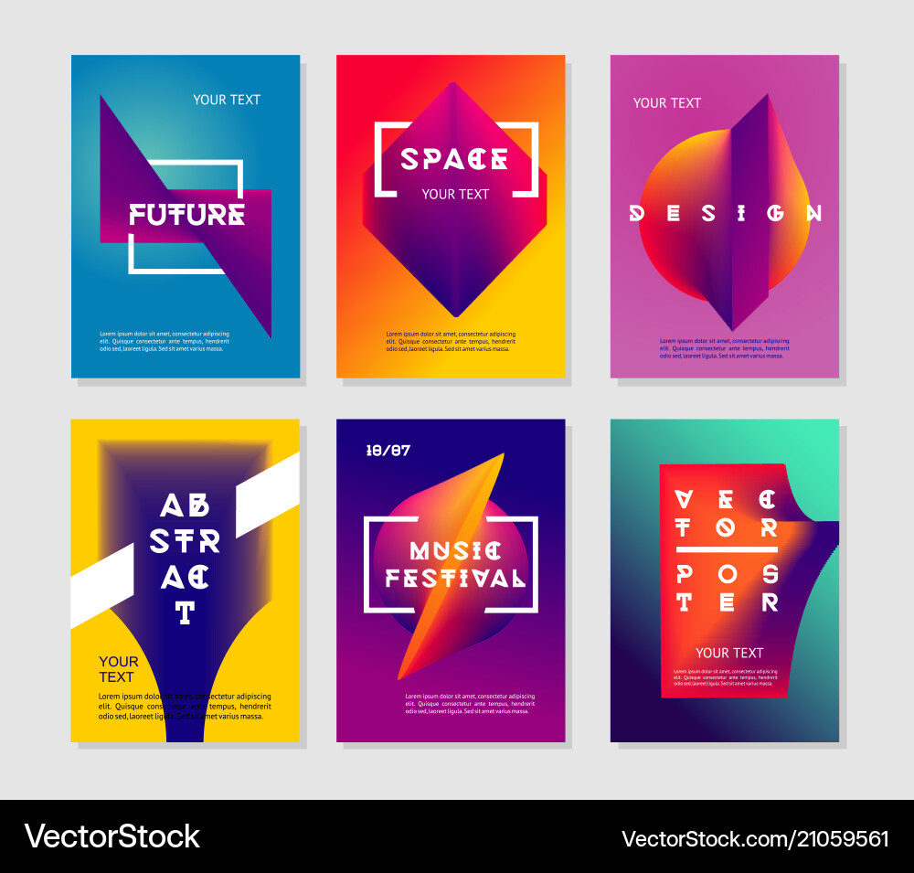 Abstract Gradient Poster Set Royalty Free Vector Image