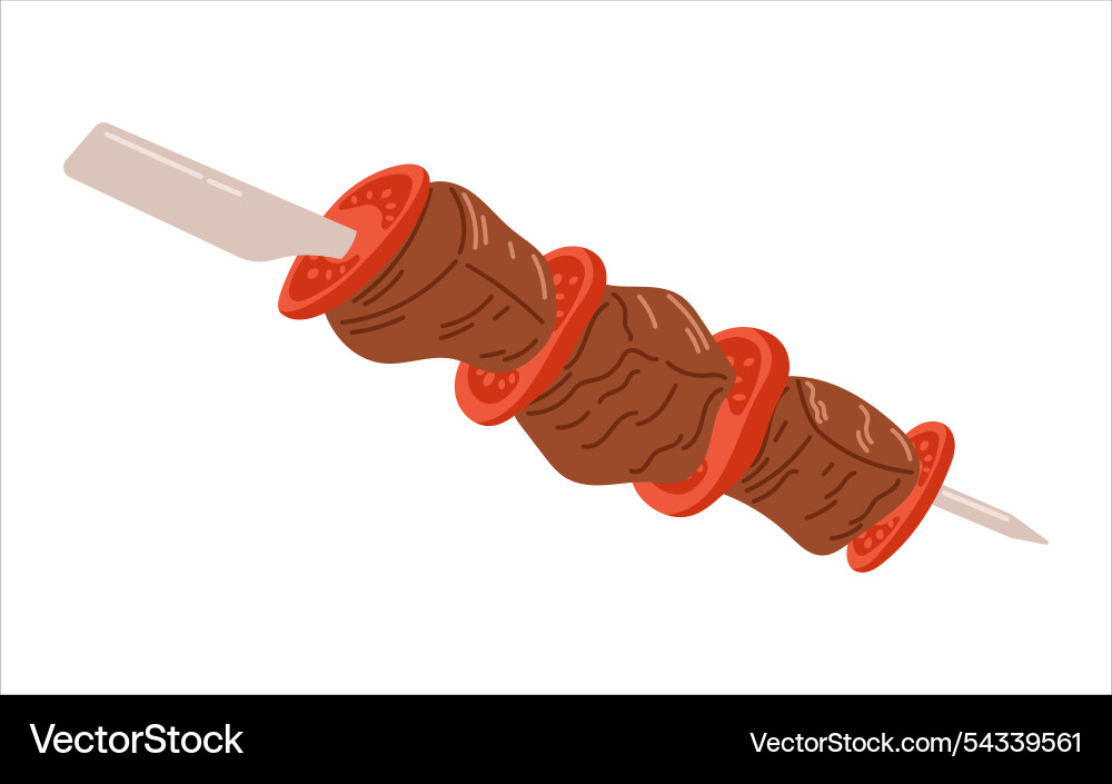 Beef or lamb meat shashlik with tomatoes Vector Image