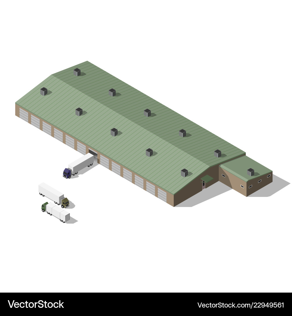 Isometric warehouse building Royalty Free Vector Image