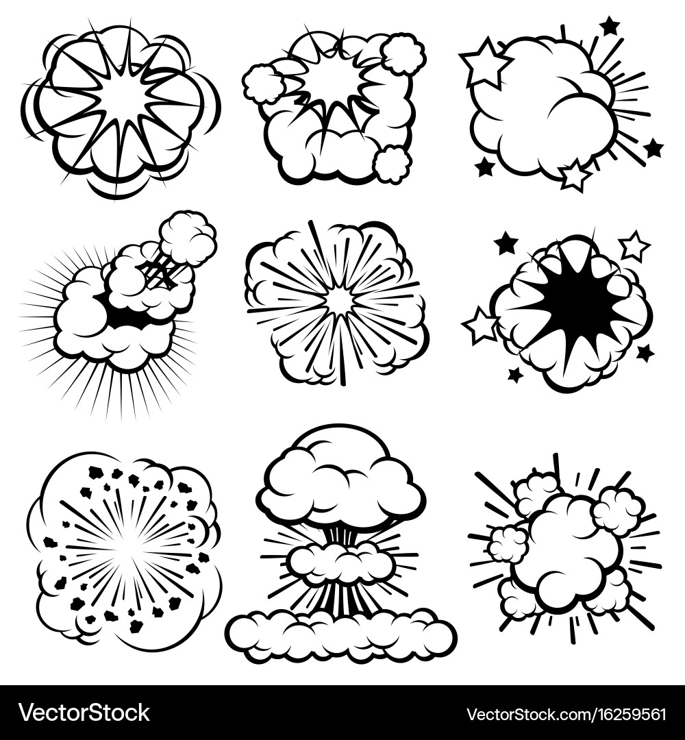 Retro Explosion Smoke Rings Royalty Free Vector Image