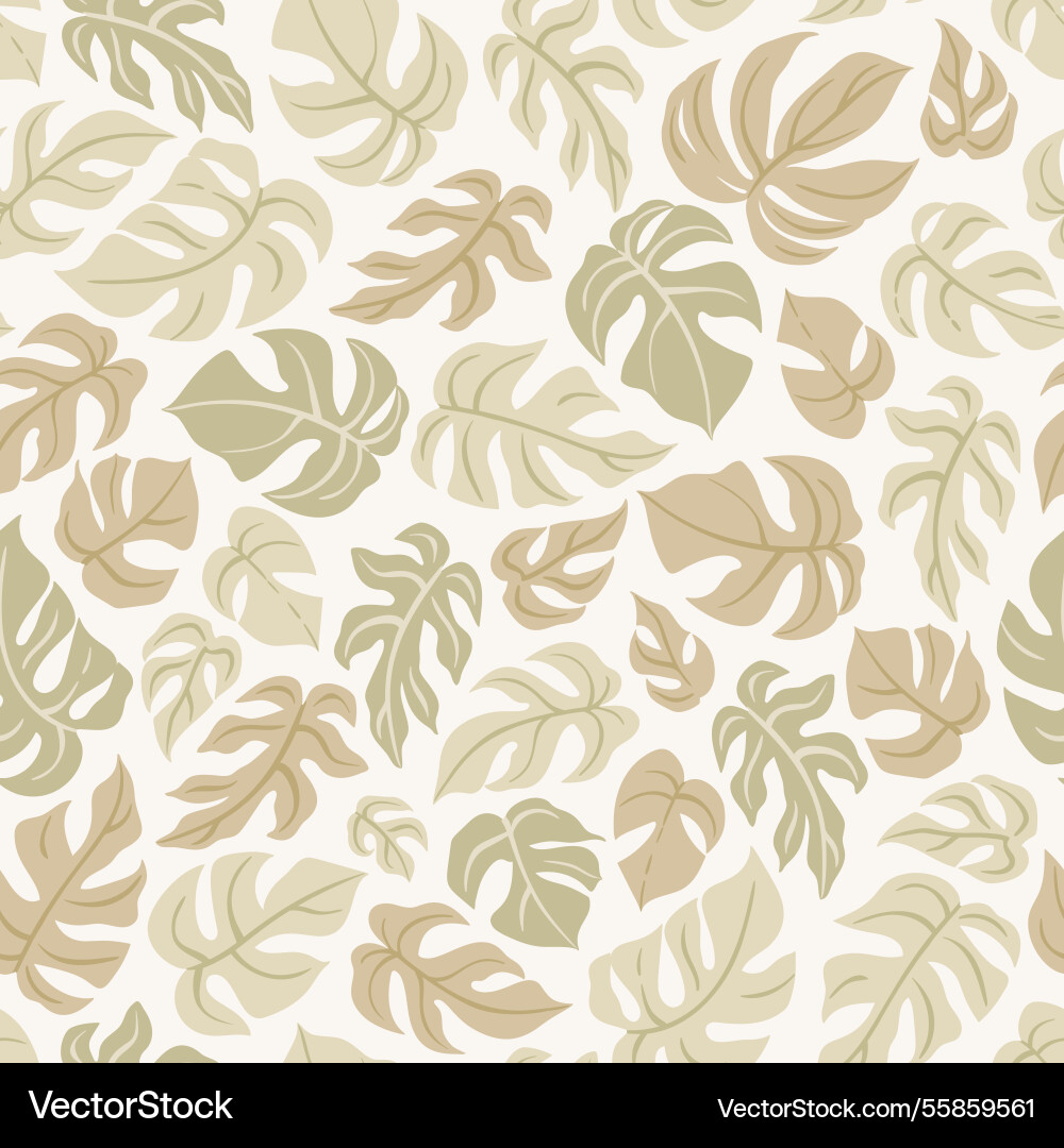 Seamless monstera leaf pattern Royalty Free Vector Image