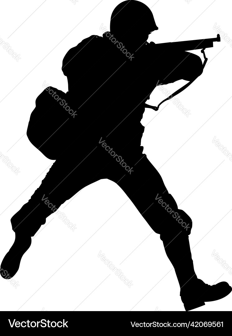 Soldier world war 2 silhouette Royalty Free Vector Image
