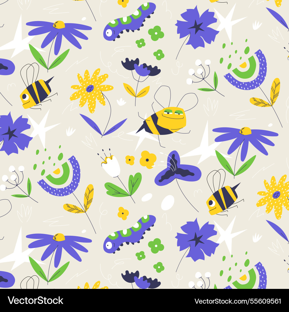 Spring garden seamless pattern Royalty Free Vector Image