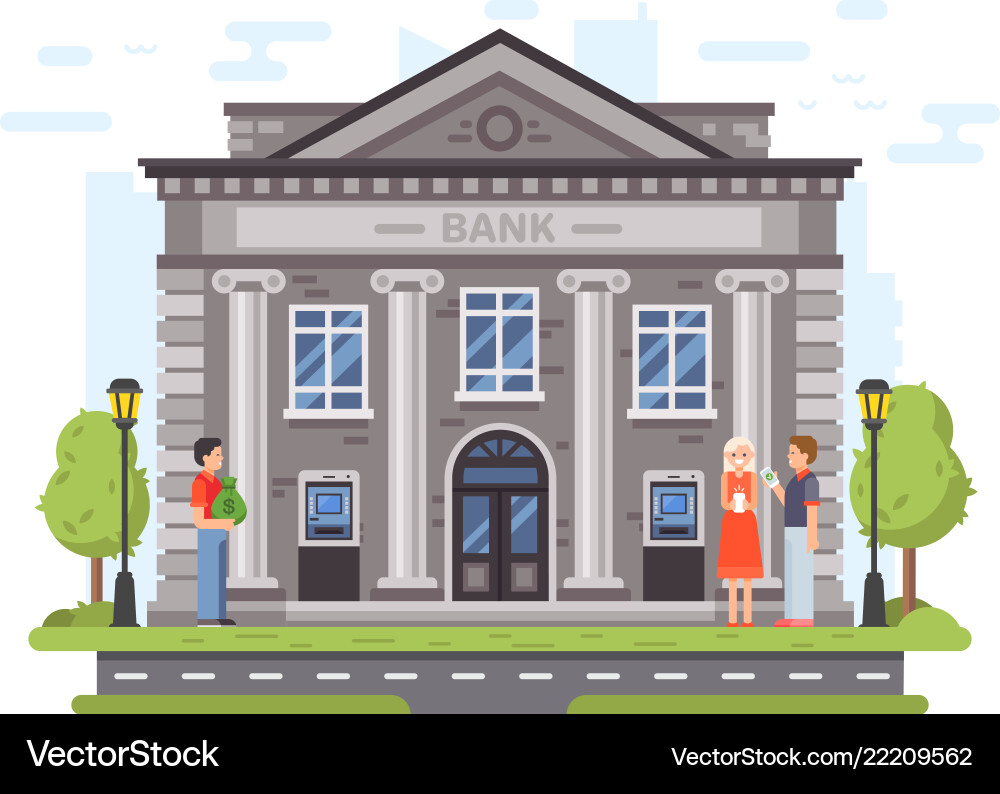 Banking operations bank building facade Royalty Free Vector