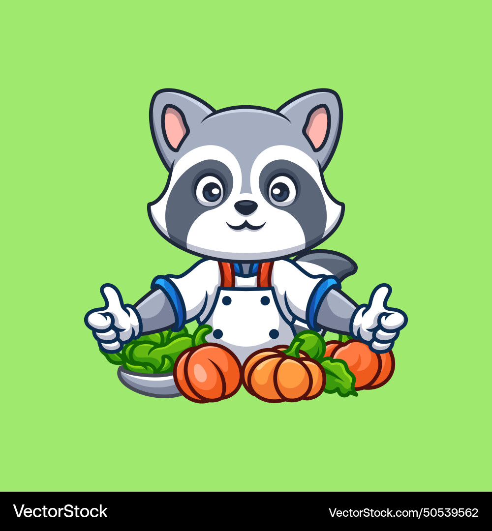 Chef raccoon cute cartoon Royalty Free Vector Image