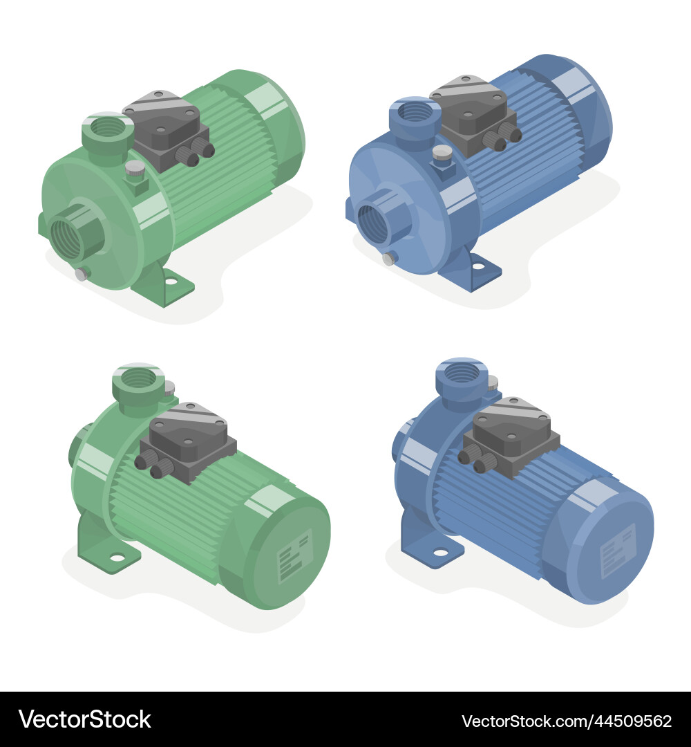 Electric water pump simple isolate isometric Vector Image