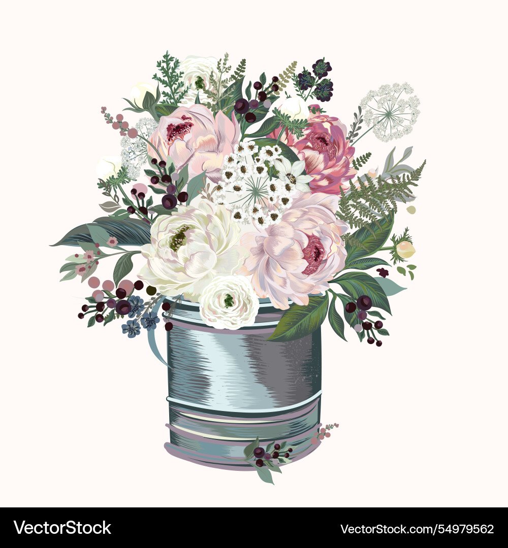 Floral with blooming vintage roses Royalty Free Vector Image