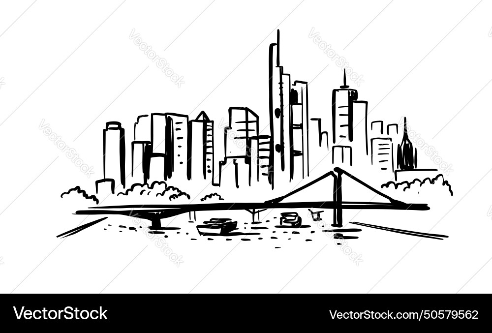 Frankfurt am main germany sketch Royalty Free Vector Image