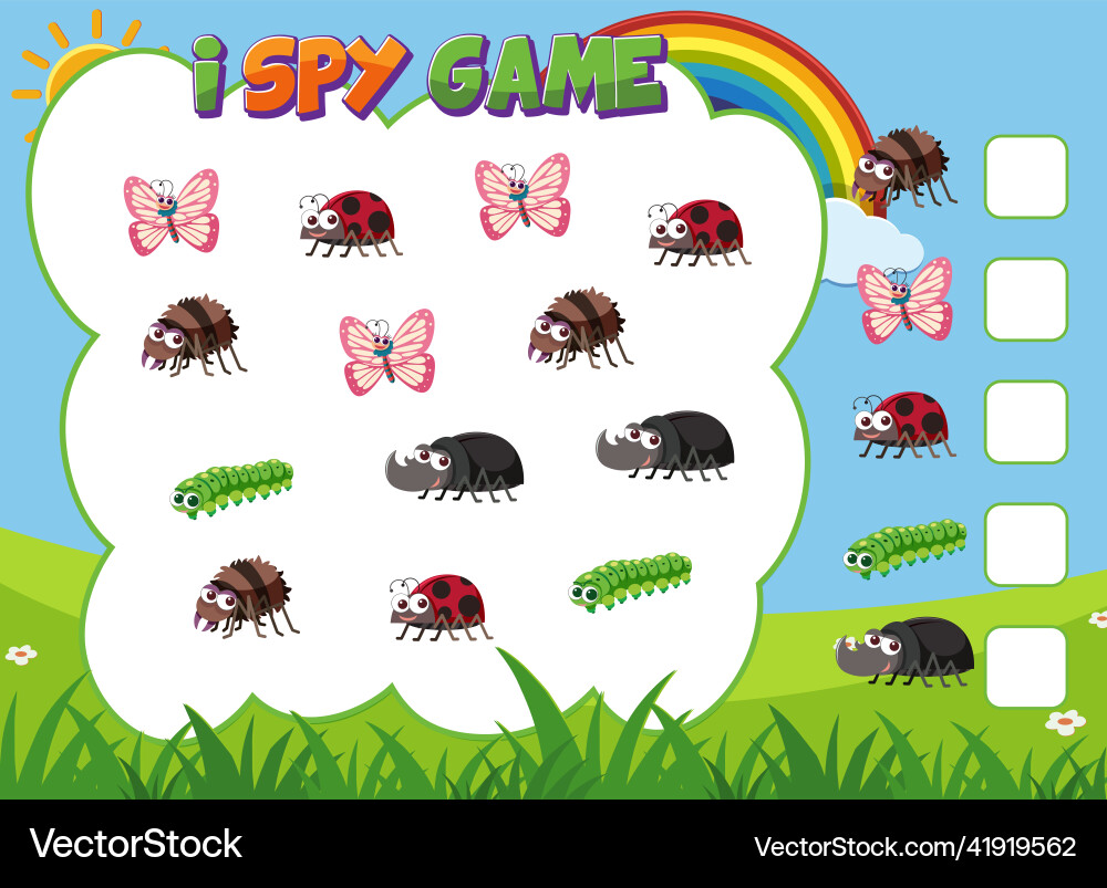 Insect Counting Game - Math Worksheet Royalty Free Vector