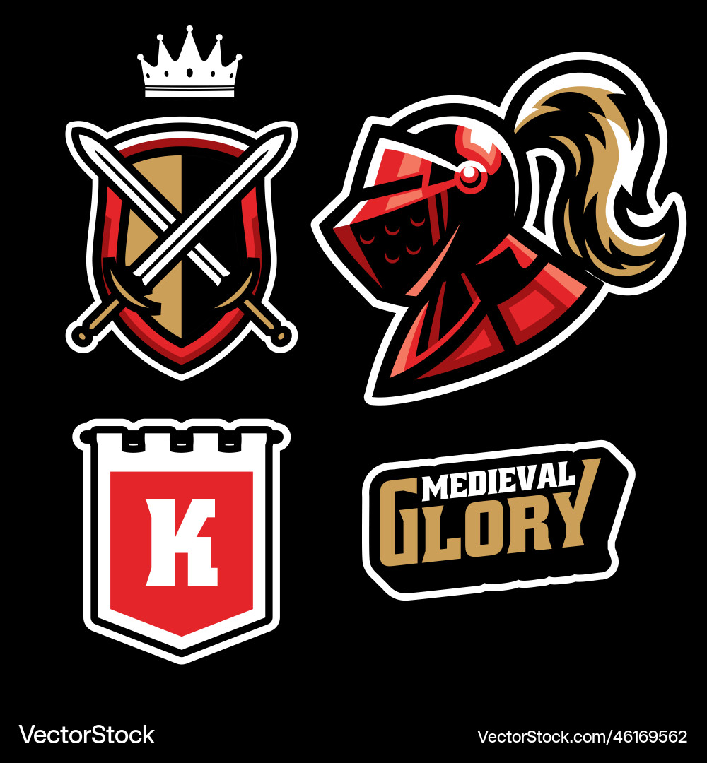 Knight Warrior Logo Set - Medieval Sport Vector Image