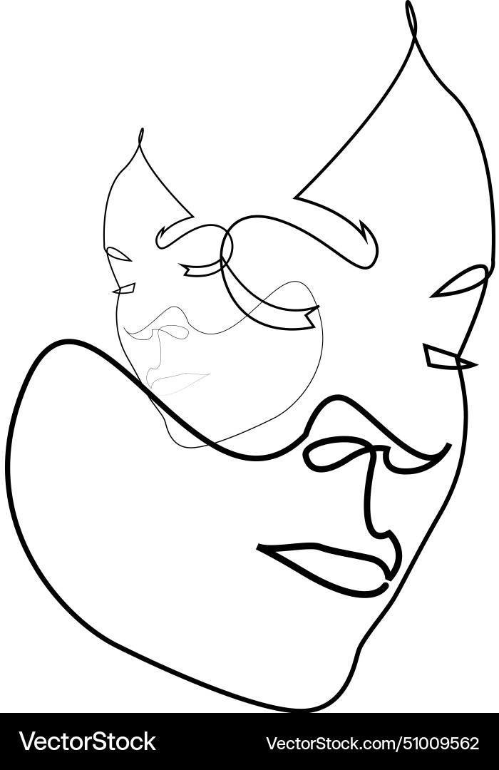 One line drawing of two faces - inside Royalty Free Vector