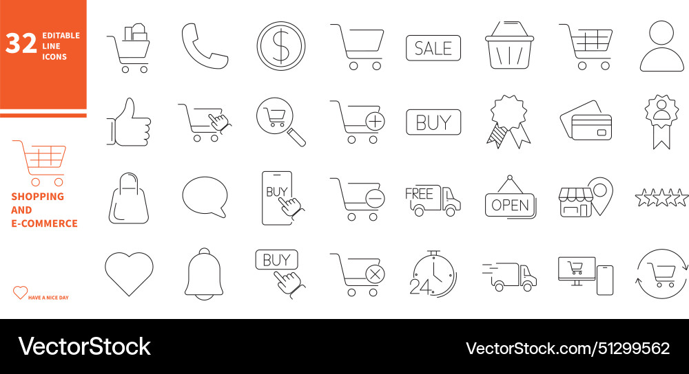 Shopping and e-commerce icon set Royalty Free Vector Image