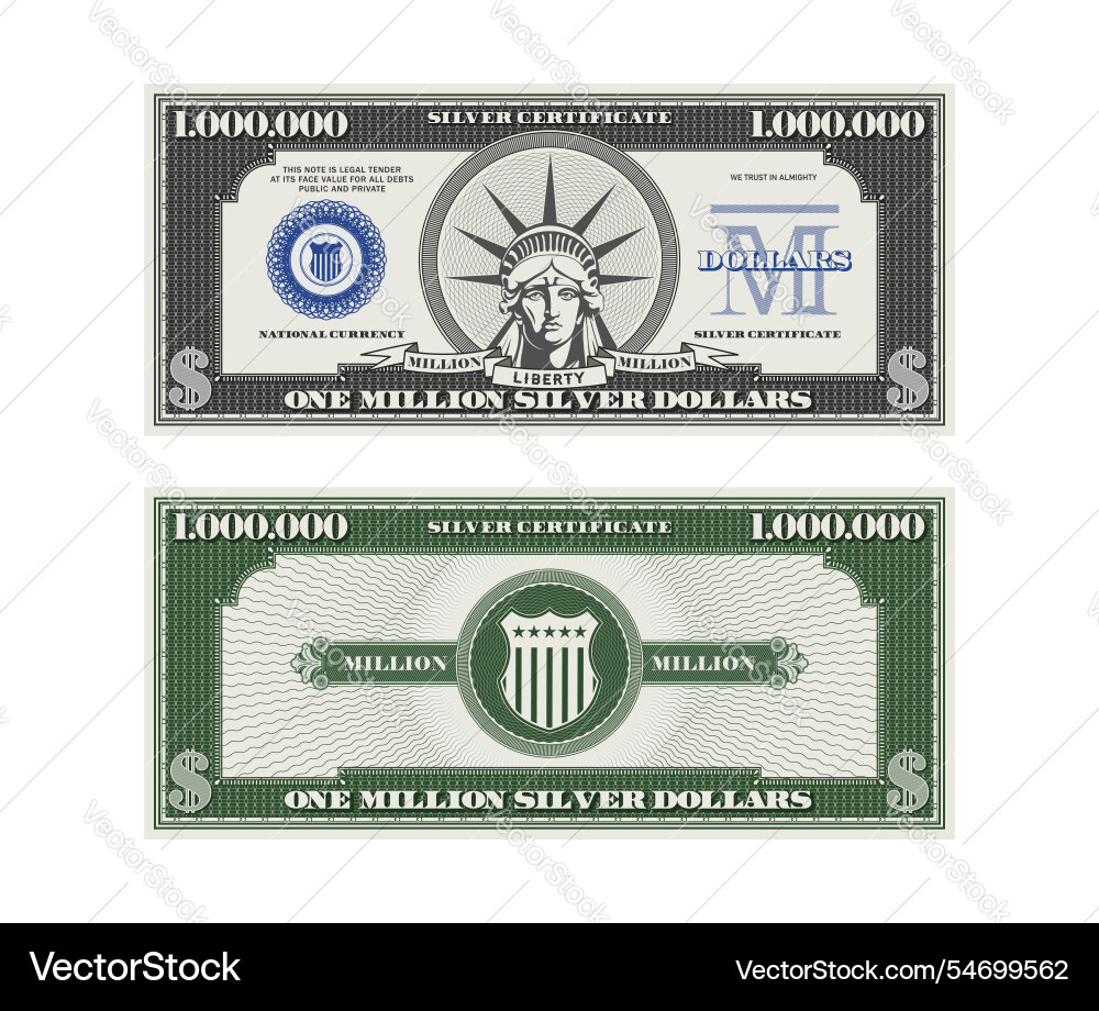 Vintage gaming banknote 1000000 dollars Royalty Free Vector