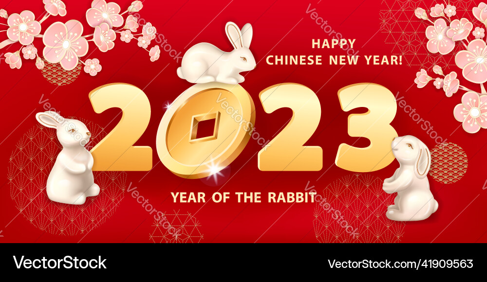 2023 year of the rabbit 7 Royalty Free Vector Image