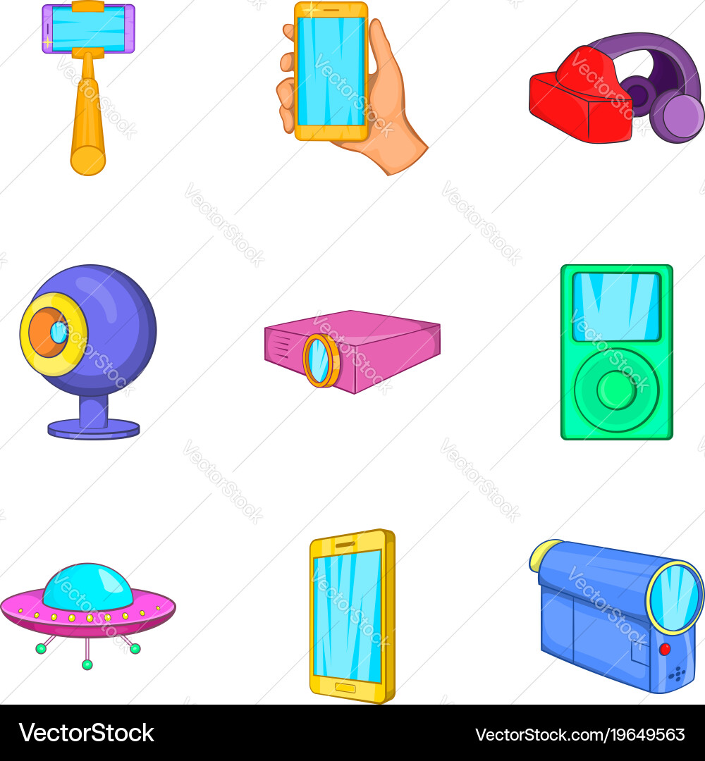 Contraption icons set cartoon style Royalty Free Vector