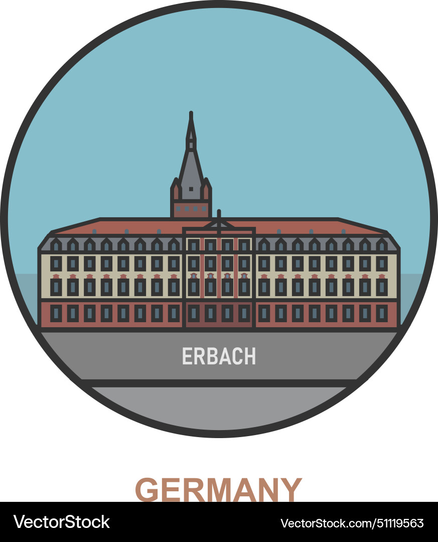 Erbach cities and towns in germany Royalty Free Vector Image
