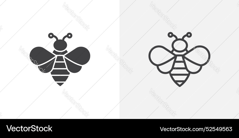 Flying bee thin line icon set Royalty Free Vector Image