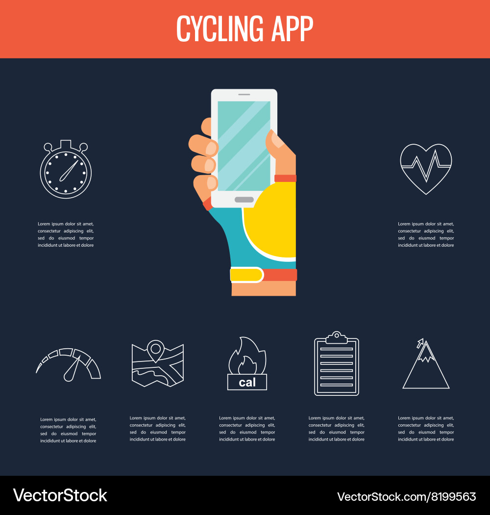 Gps computers and apps for bike cycling Royalty Free Vector