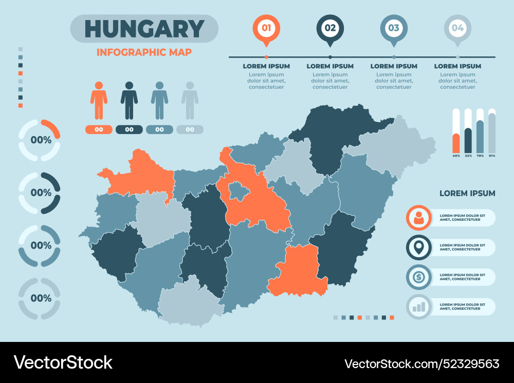 Hungary map infographics Royalty Free Vector Image