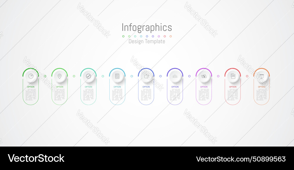 Infographic 9 options design elements Royalty Free Vector
