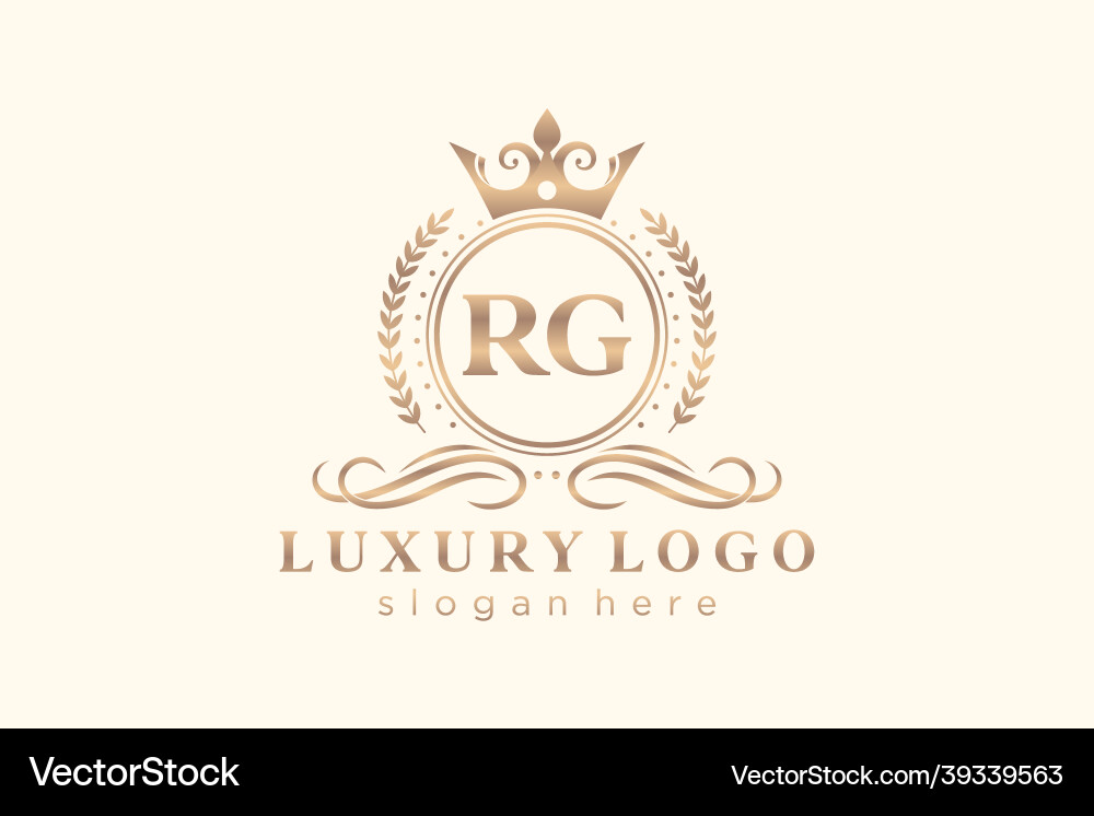 Initial rg letter royal luxury logo template Vector Image