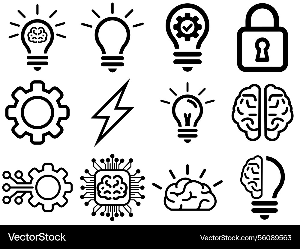 Innovation and technology icon set - light bulb Vector Image
