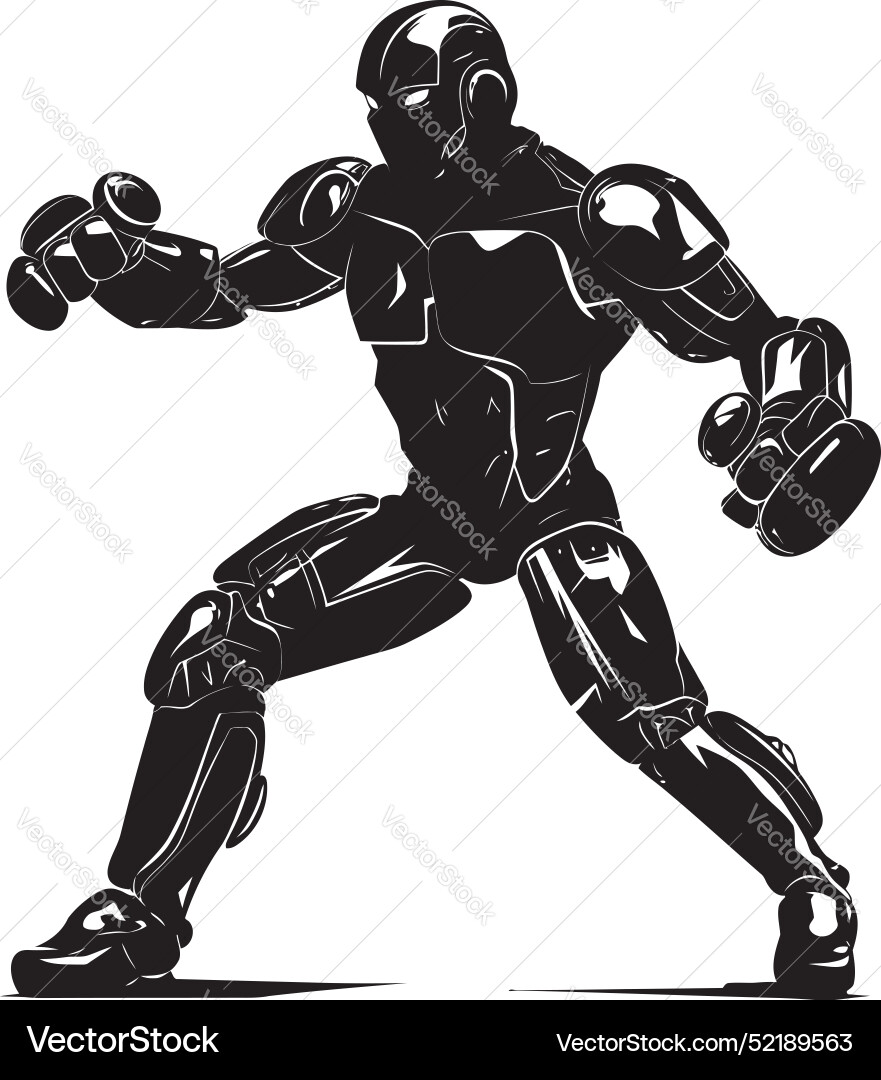 Mechanical marvel robot boxer black logo icon Vector Image