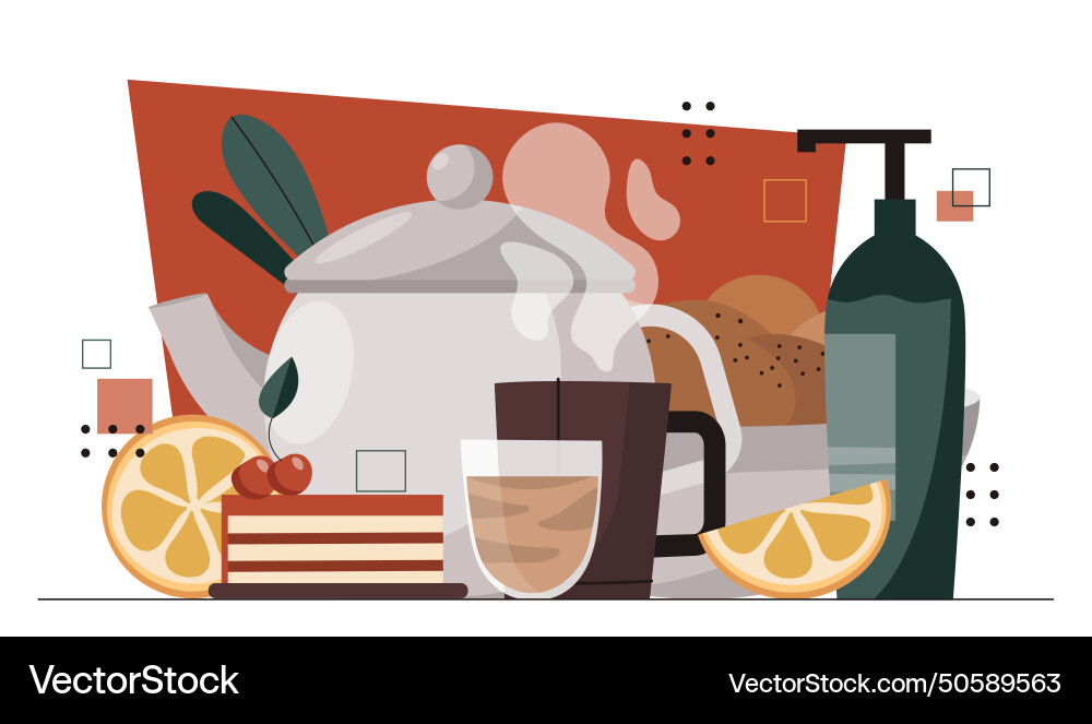 Tea time concept Royalty Free Vector Image - VectorStock