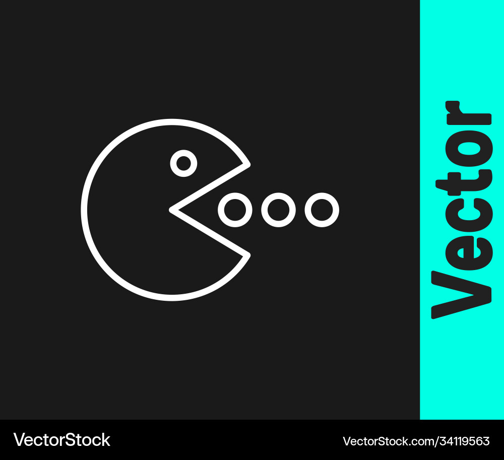 White Pacman Eating Icon - Retro Arcade Game Vector Image