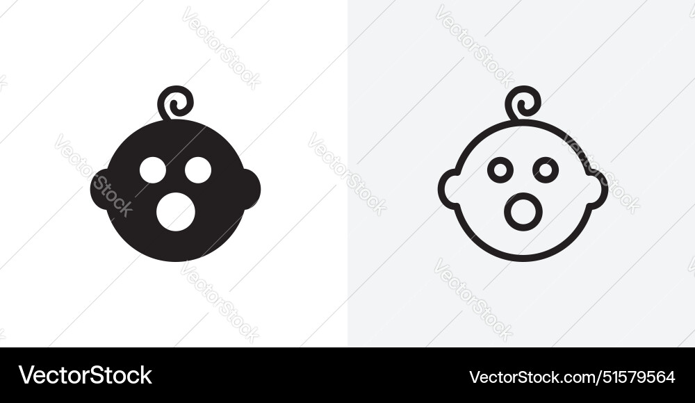 Child Head Icon Set - Cute Faces Royalty Free Vector Image