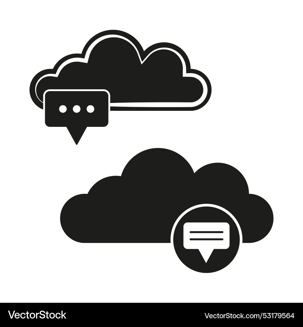 Cloud chat icons communication symbols silhouette Vector Image