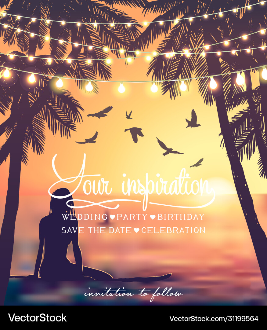 Decorative holiday lights background in beach Vector Image