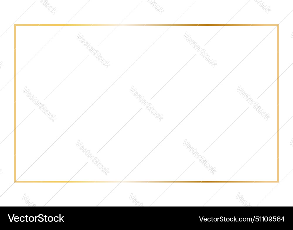 Gold rectangular frame outline thin Royalty Free Vector