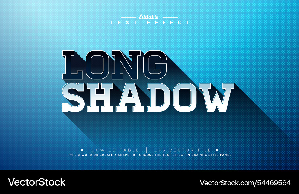 Long shadow 3d text effect design editable Vector Image