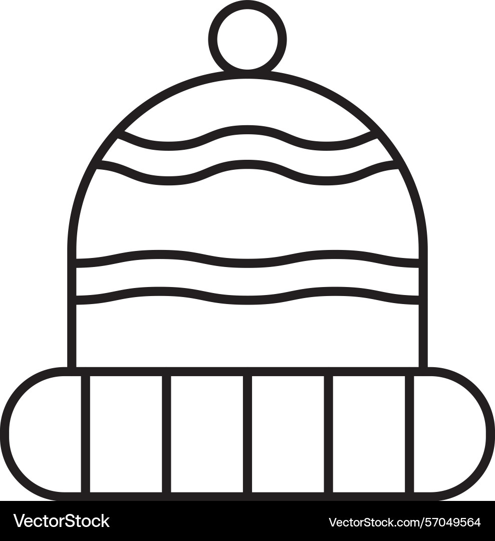 Winter hat line icon design Royalty Free Vector Image