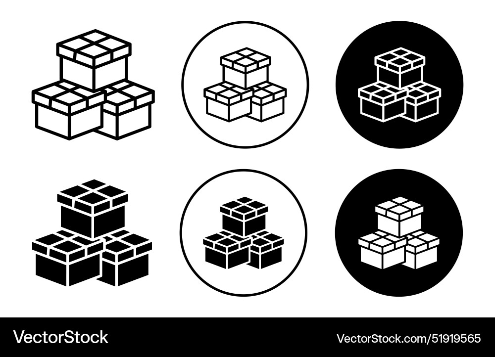Boxes icon collection of outline thin line symbol Vector Image