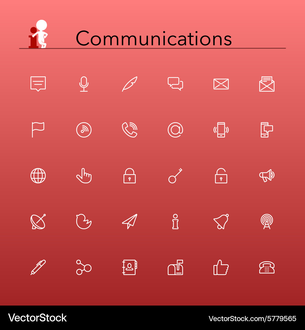 Communications line icons Royalty Free Vector Image