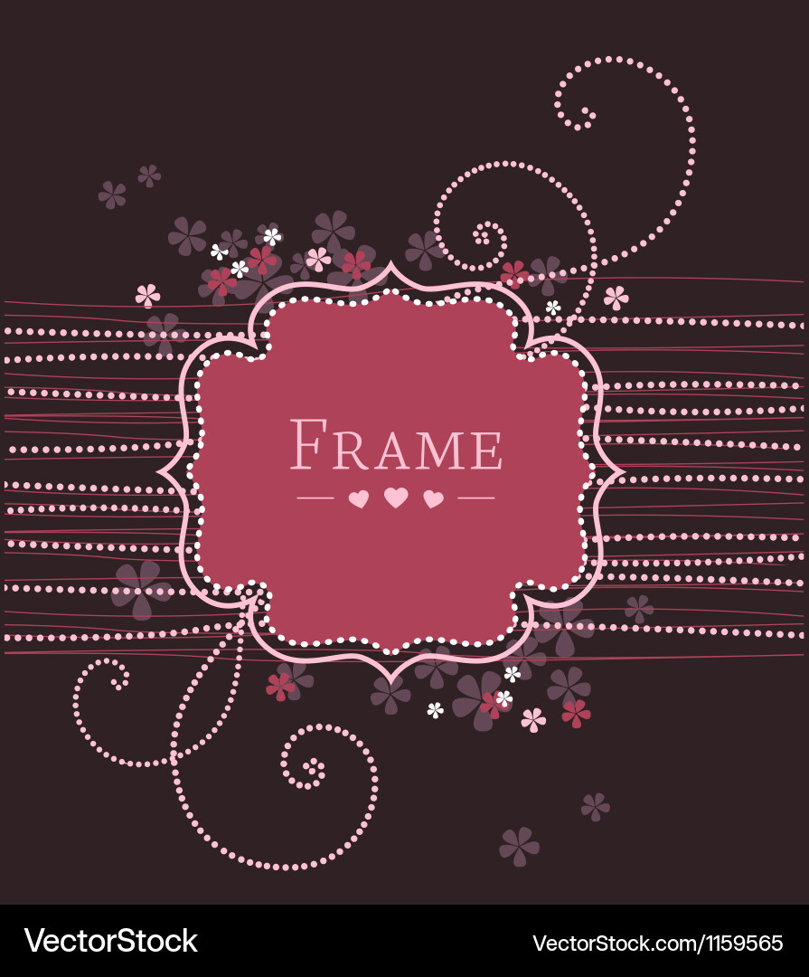 Frame with flowers on a violet background Vector Image