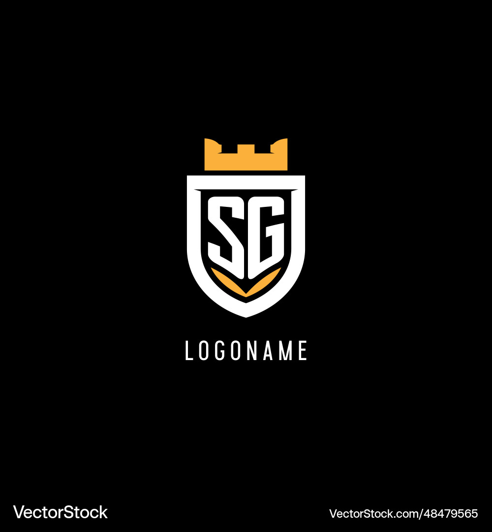 Initial sg logo with shield esport gaming Vector Image