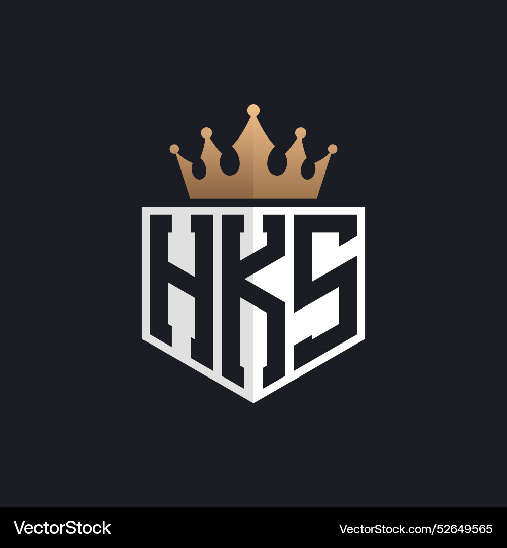 Luxury hks logo with crown elegant initials Vector Image