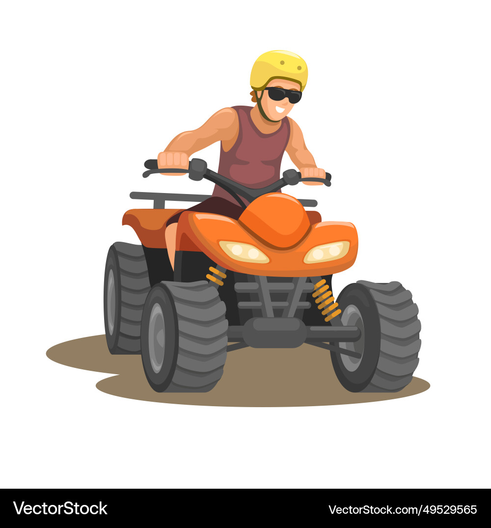 Man riding atv cartoon Royalty Free Vector Image