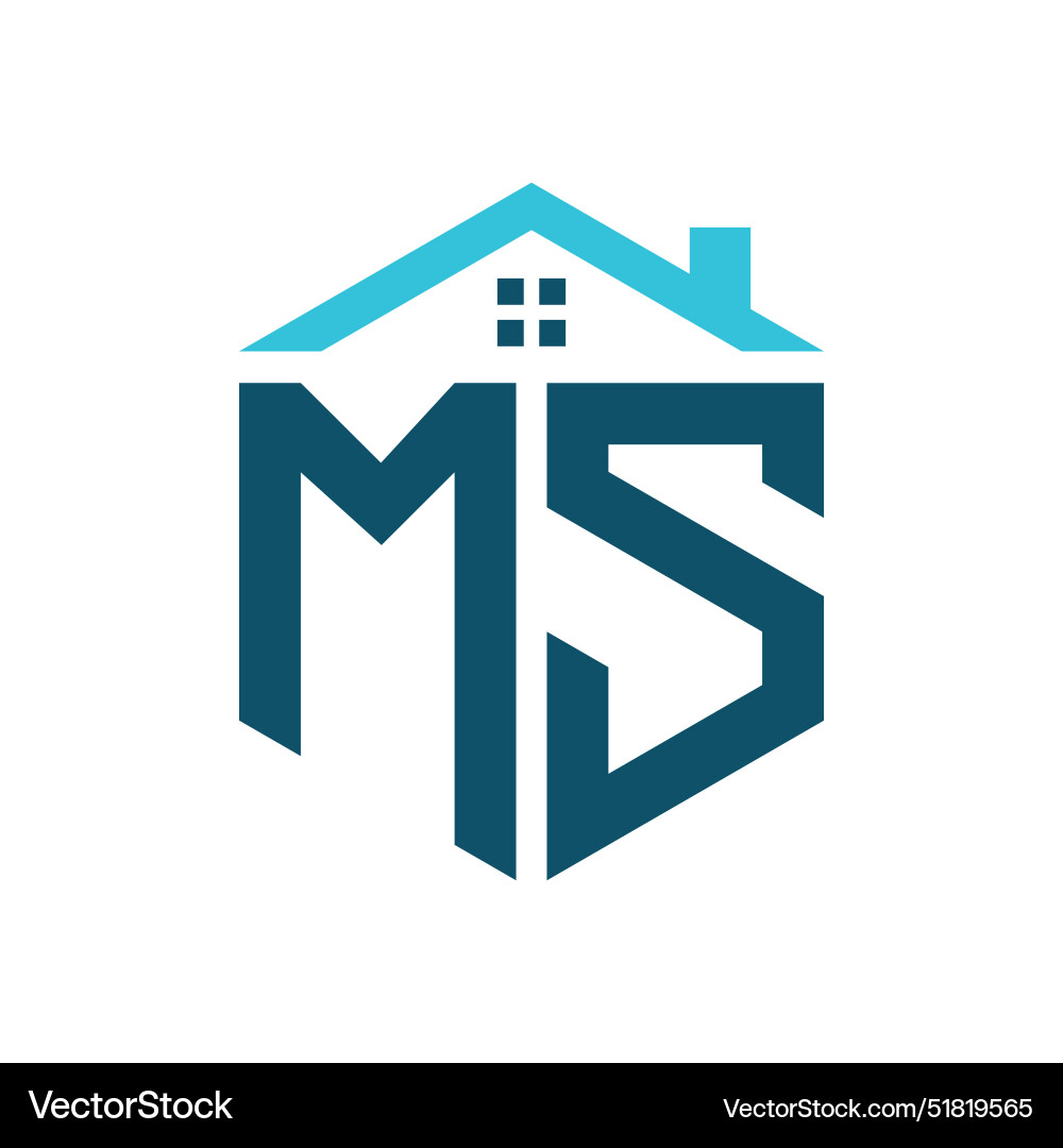 Ms house logo design template letter Royalty Free Vector