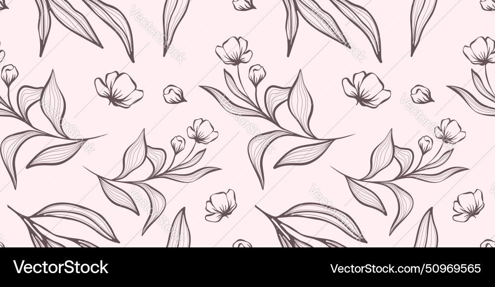 Seamless pattern with hand drawn botanical and Vector Image