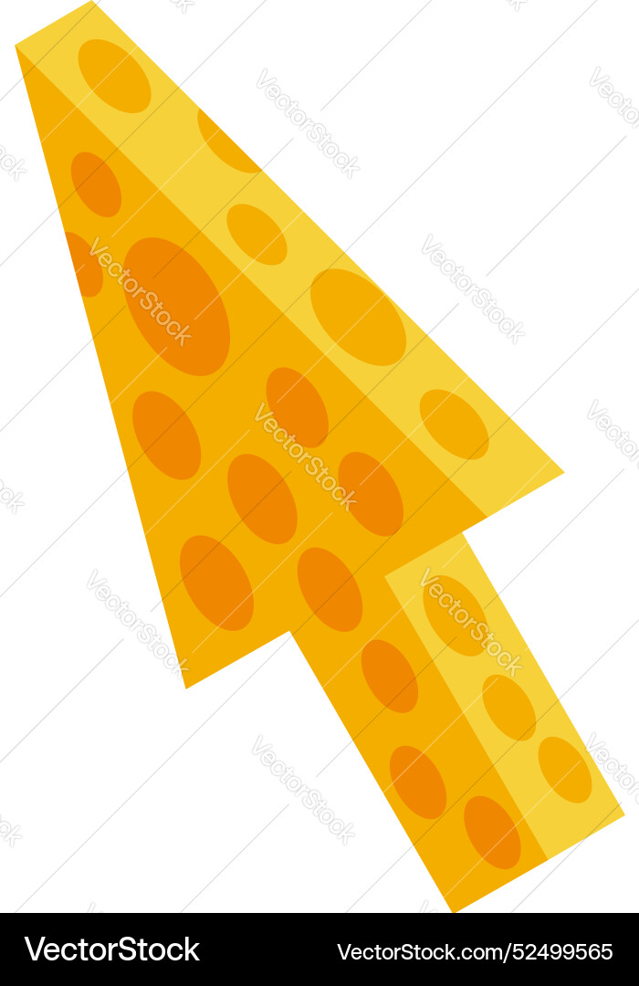 Yellow cheese mouse cursor arrow pointing isolated
