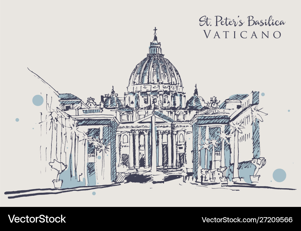 Drawing sketch vatican Royalty Free Vector Image