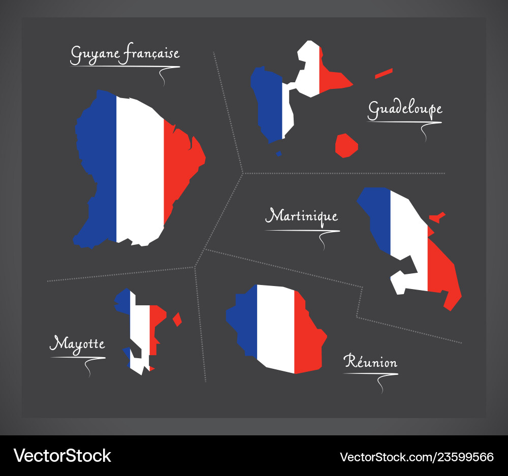 French Overseas Departments Map Royalty Free Vector Image