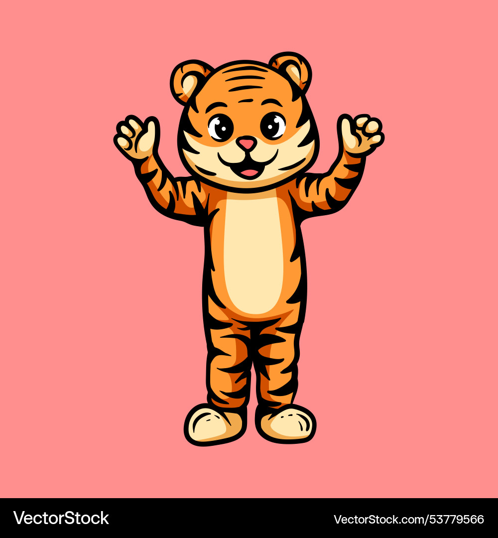 Fun tiger mascot guy hand drawn coloring cartoon Vector Image